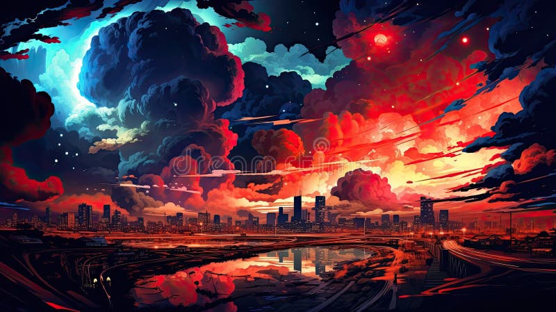 Alien Planet Horizon Illustration Background. Stock Illustration ...