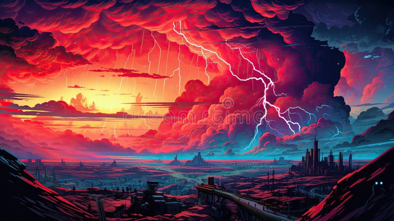 Alien Planet Horizon Illustration Background. Stock Illustration ...