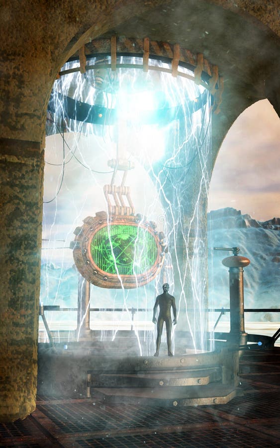 Alien planet and machine stock illustration. Illustration of mountain ...