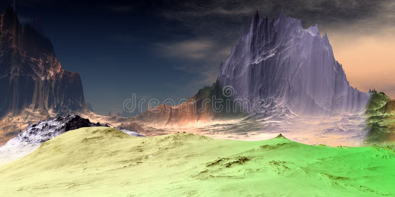 Alien Planet. Mountain. 3D Rendering Stock Illustration - Illustration ...