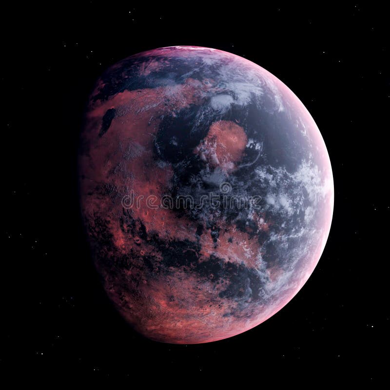 Alien Planet in the Outer Space, 3d Rendering Stock Illustration ...