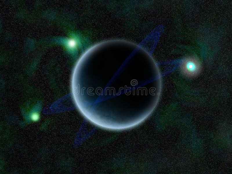 Alien Planet with Rings in Space Stock Illustration - Illustration of ...