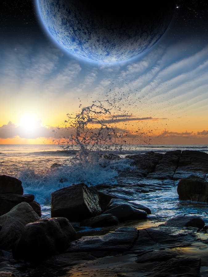 Alien Planet Sci-fi Scene. Artist S Rendition. Stock Illustration ...