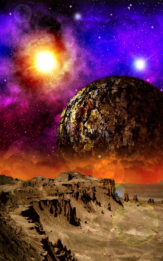 Alien planet in space stock illustration. Illustration of backgrounds ...