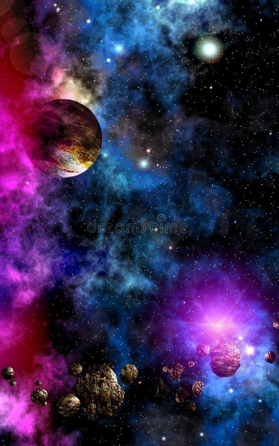 Alien planet in space stock illustration. Illustration of graphic ...