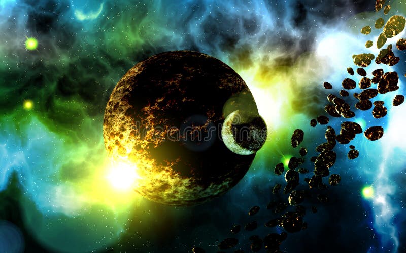 Alien planet in space stock illustration. Illustration of land - 80827677