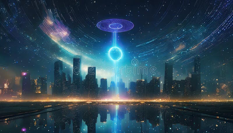 Alien Planet with Space View Stock Illustration - Illustration of ...