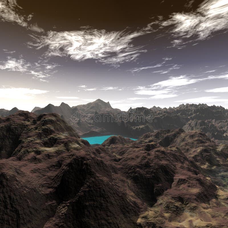 Alien Planet Surface and Sky Stock Illustration - Illustration of alien ...