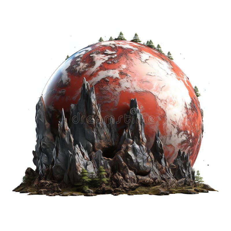 An Alien Planet with Trees on a White Background Stock Illustration ...