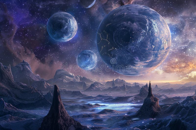 Alien Planets with Multiple Moons Soar through the Sky in a Mesmerizing ...