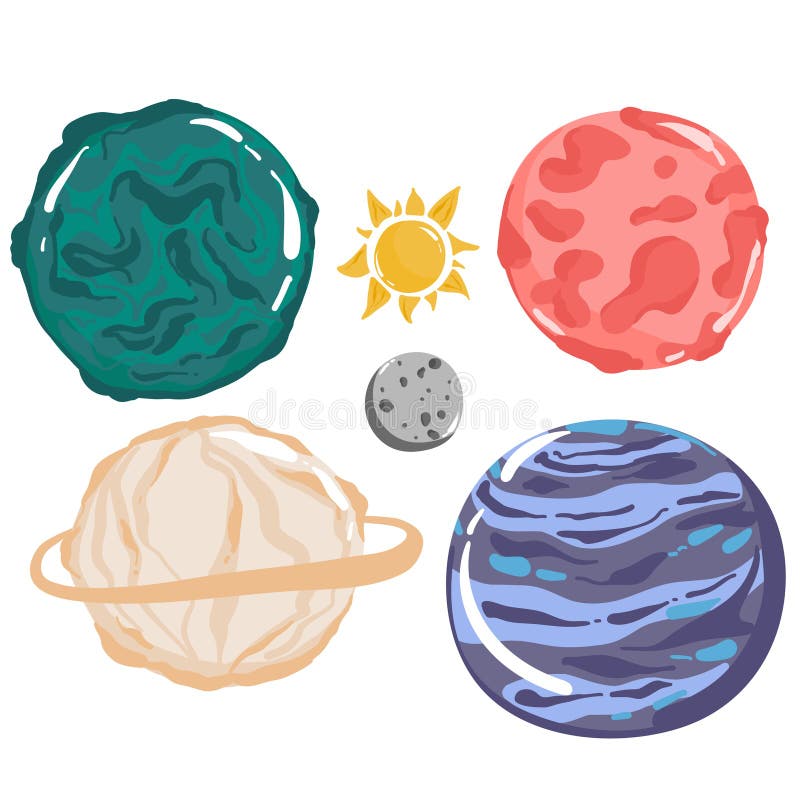 Alien Planets Vector Cartoon Set of Space Game User Interface, Ui or ...