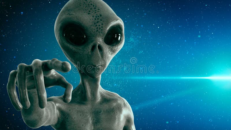 Alien Pointing His Finger, 3d Render Stock Illustration - Illustration ...