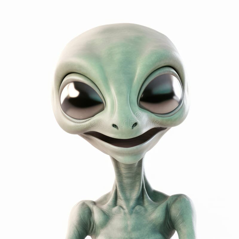 Alien on White Background. a Portrait of a Happy Alien on a White ...