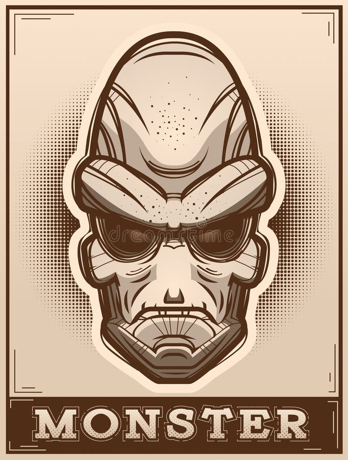Alien Poster Illustration stock vector. Illustration of scary - 115815874