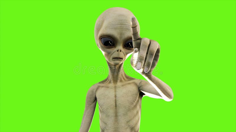 Alien Presses the Button. Loopable Animation on Green Screen. 4k. Stock ...