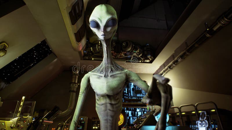 Alien Presses the Keys on Sci-fi Hologram Screen. Realistic Motion ...