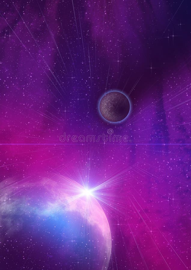Purple planet in the space stock illustration. Illustration of mystical ...