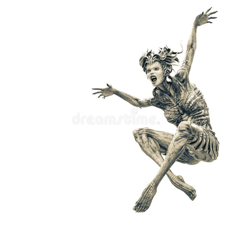 Alien Queen Jumping with Copy Space Stock Illustration - Illustration ...
