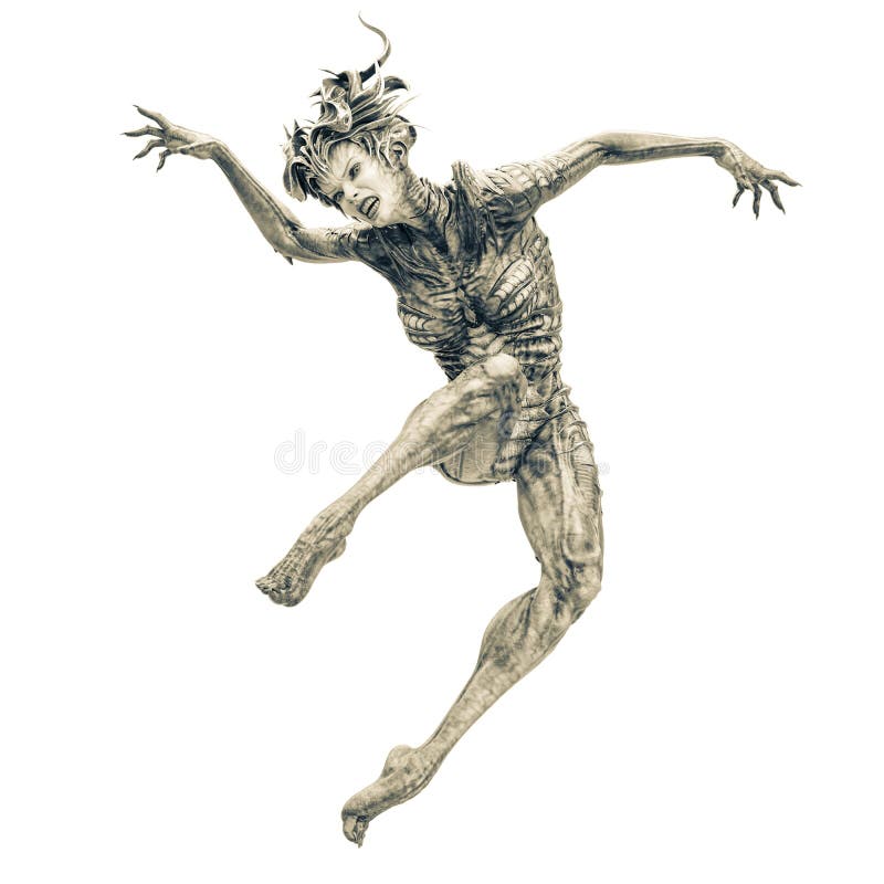 Alien queen jumping high stock illustration. Illustration of fear ...