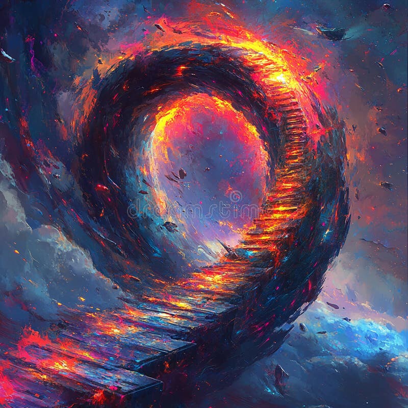 Alien Race Creating an Intricate Space Bridge Stock Illustration ...