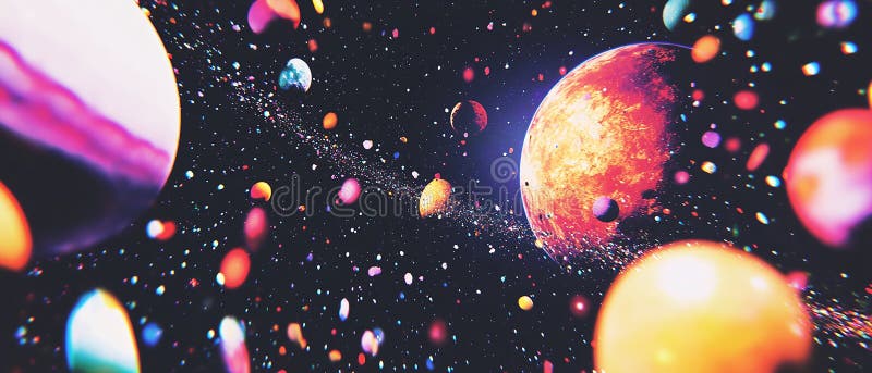 Alien Race Creating an Intricate Space Bridge Stock Illustration ...