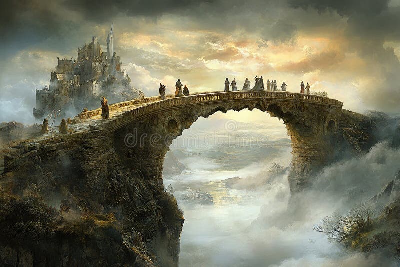 Alien Race Creating an Intricate Space Bridge Stock Illustration ...