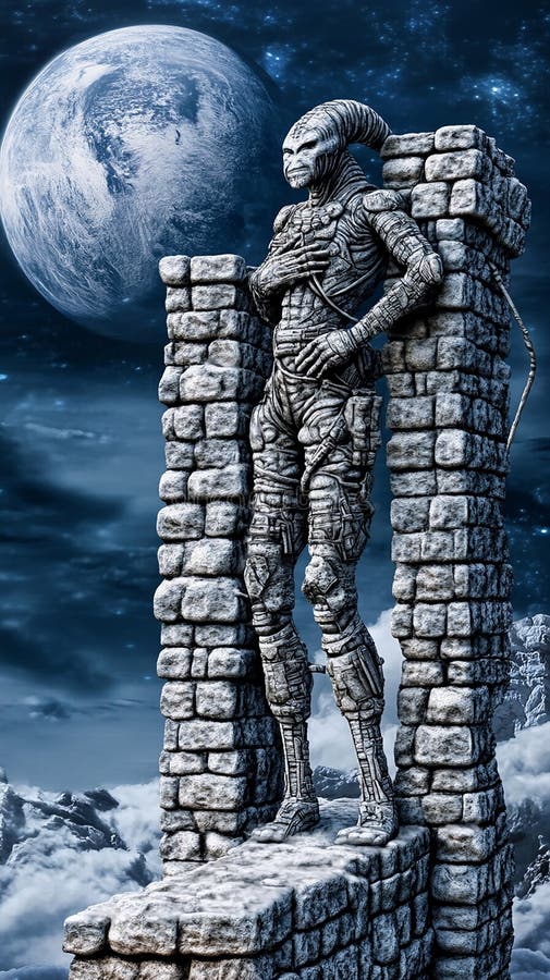 Alien Race Creating an Intricate Space Bridge Stock Illustration ...