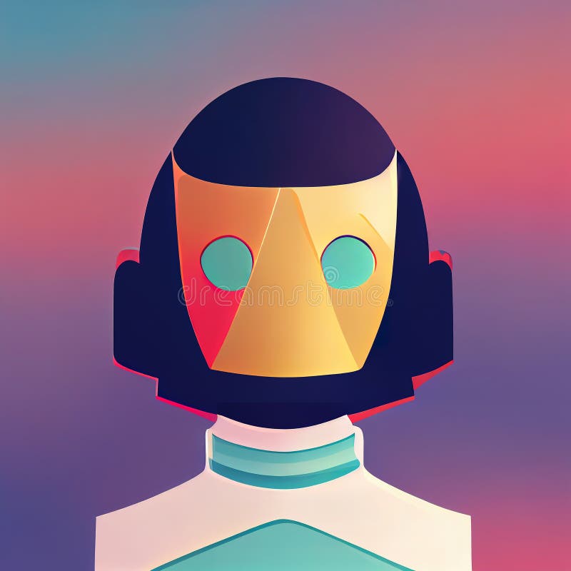 Alien Robot Flat Illustration. Abstract Portrait of Space Alien Robot ...