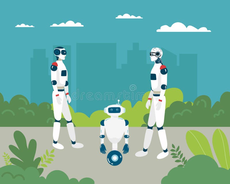 Alien Robots, Future Technology Cartoon Characters. Robotic Life Forms ...