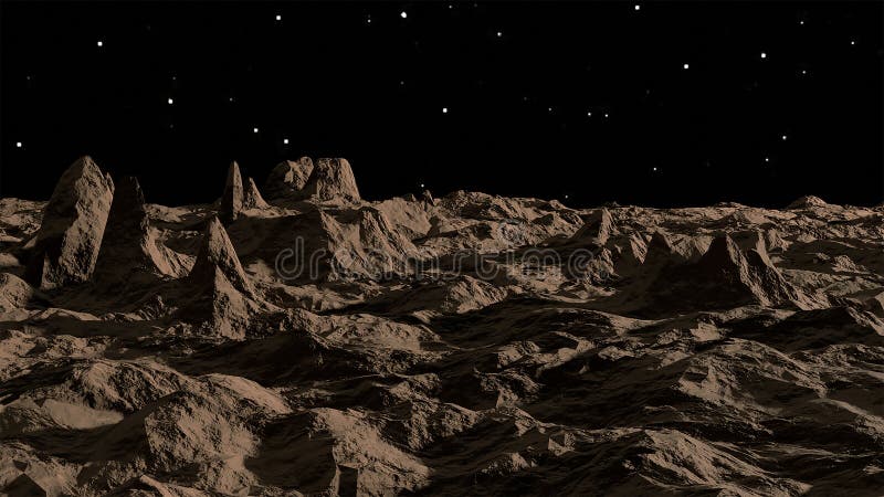 Alien Rocky Terrain on the Background of Outer Space. 3D Render Stock ...