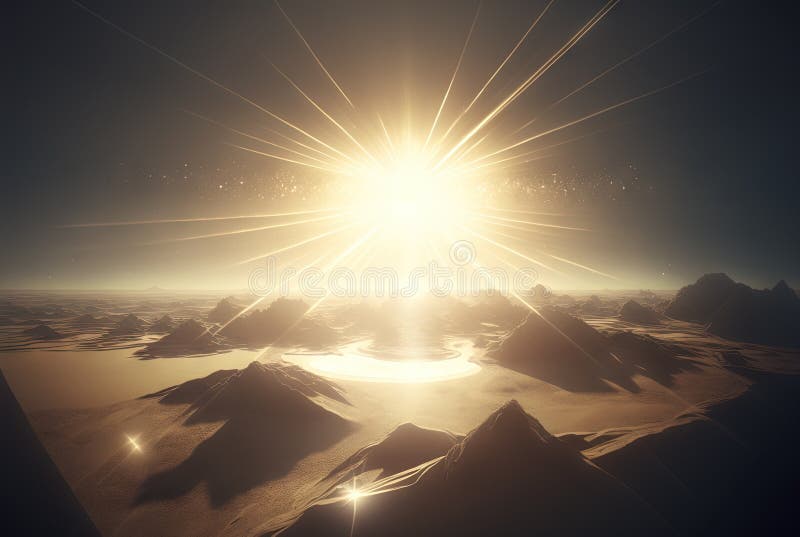 Alien Sci-fi Landscape with Mountains on the Sunrise. Science Fiction ...