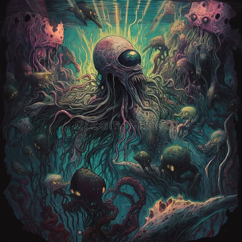 Alien Sea Creature Underwater. Created Using Ai Generative. Stock ...