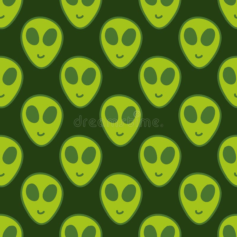Alien Seamless Doodle Pattern Stock Illustration - Illustration of head ...