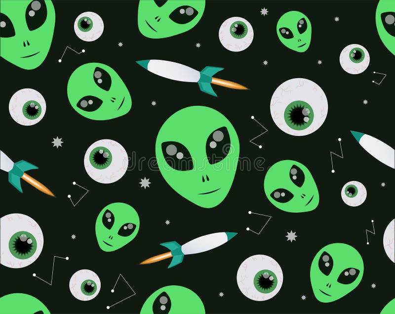 Alien seamless pattern stock vector. Illustration of green - 249535665