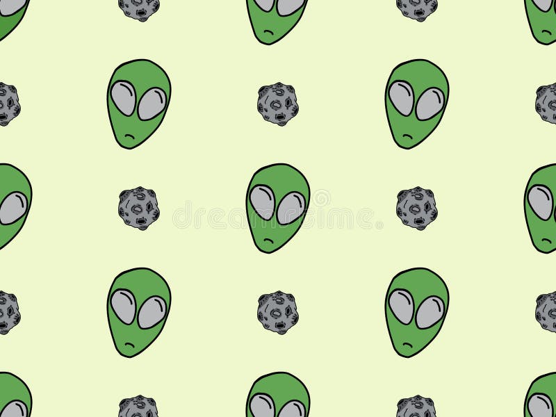 Alien Seamless Pattern on Green Background Stock Illustration ...