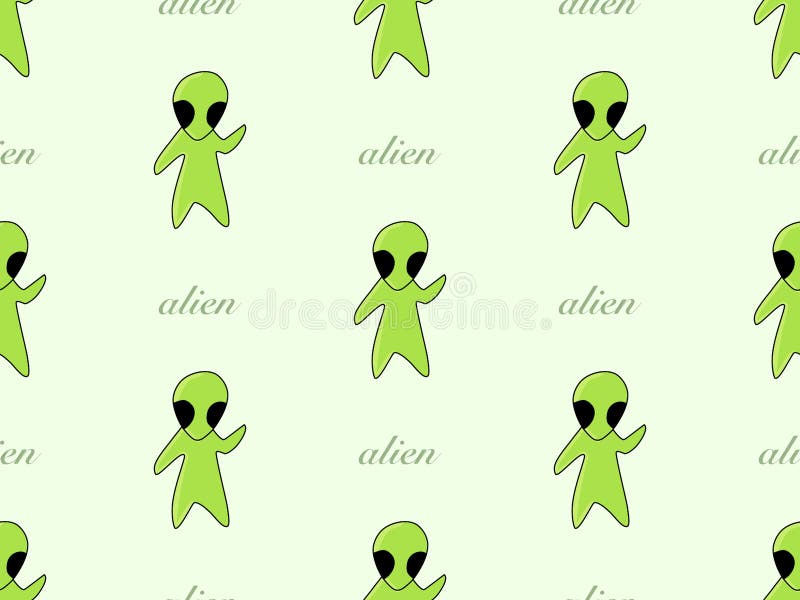 Alien Seamless Pattern on Green Background Stock Illustration ...