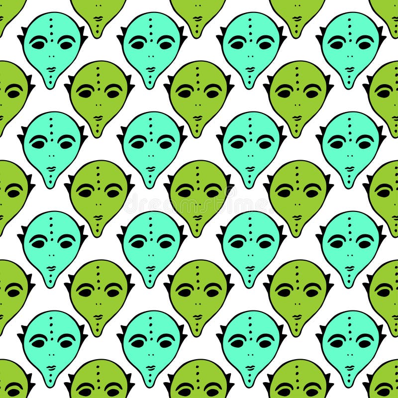 Alien Seamless Pattern. Ufo Vector Background. Hipster Textile Design ...