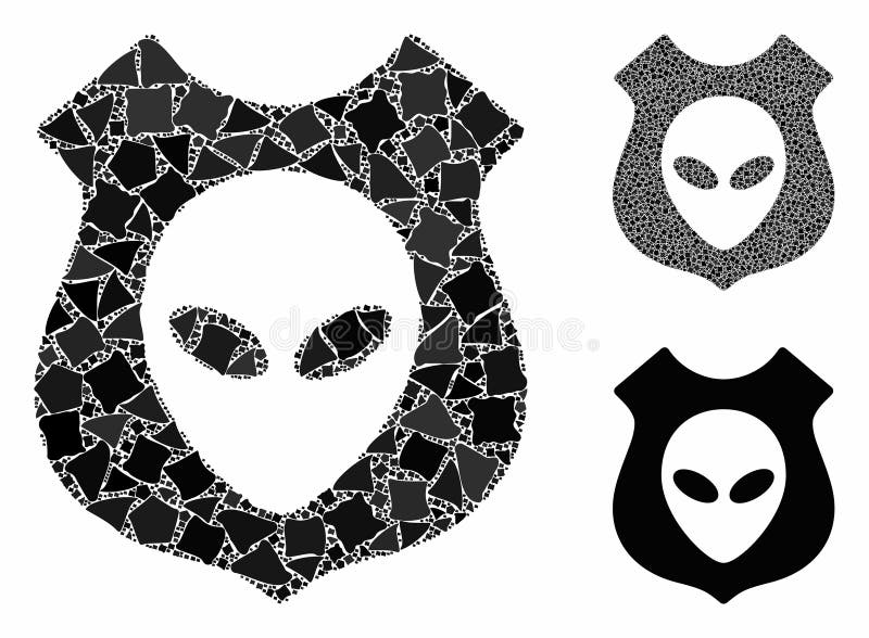 Alien Shield Mosaic Icon of Rough Pieces Stock Vector - Illustration of ...