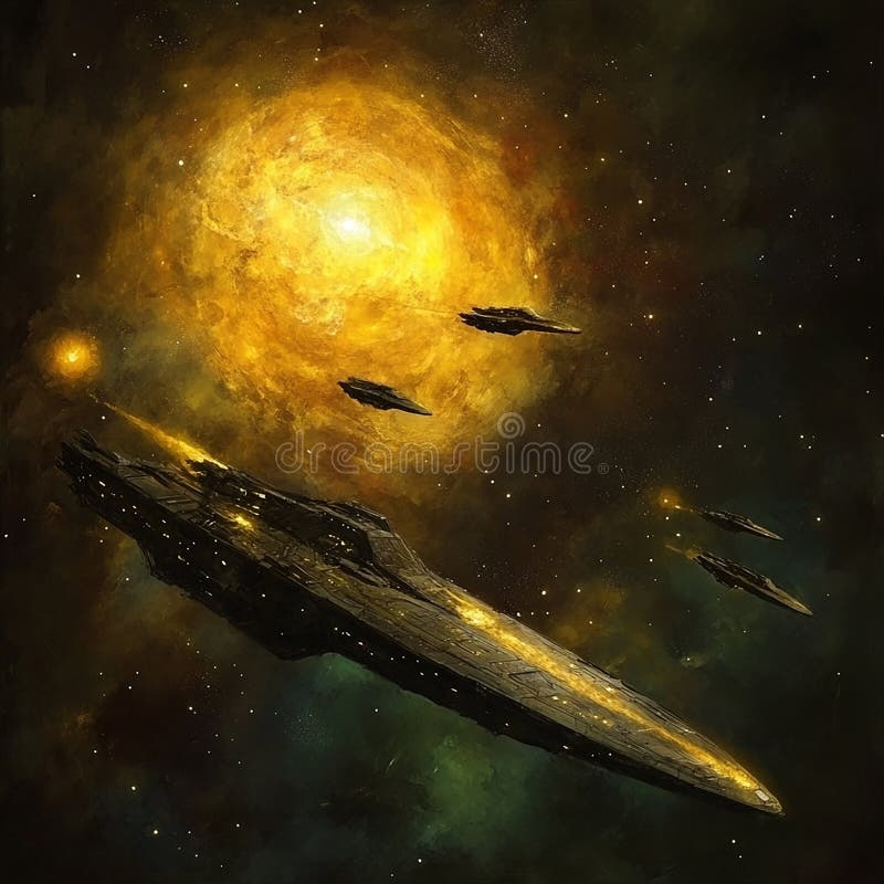 Alien Ship Camouflaging Itself in the Dark Expanse Stock Illustration ...