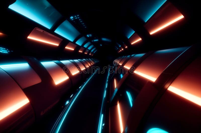 Alien Ship Corridor Tunnel Wallpaper 3d Rendering 3d Illustration Stock ...