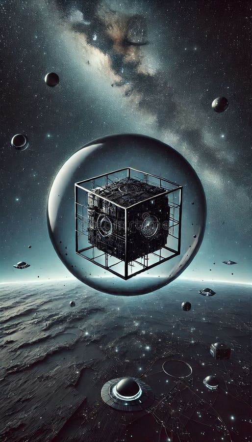 Alien Ship with a Cube Inside a Sphere Conceptual Image of Alien ...