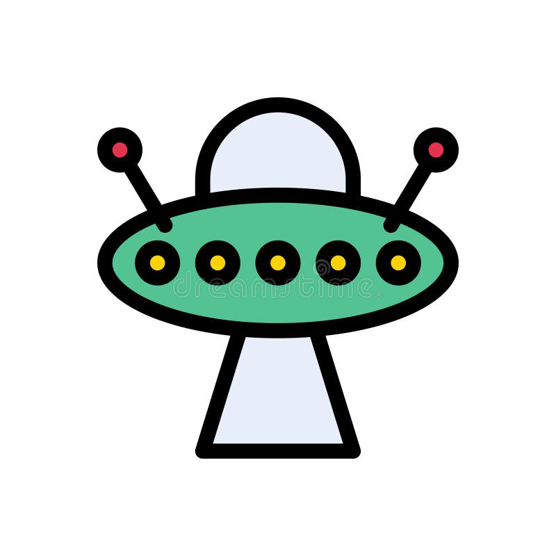 Alien Ship Vector Line Colour Icon Stock Vector - Illustration of ...