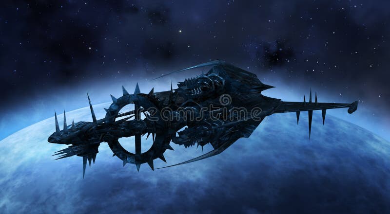 Alien ship in orbit stock illustration. Illustration of flight - 250926149