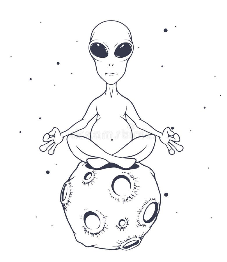 Alien Sits in Lotus Position Stock Illustration - Illustration of ...