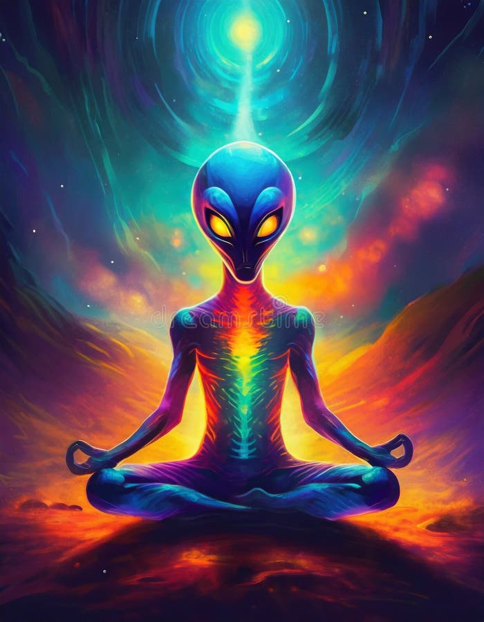 Alien Sitting in Lotus Pose Stock Illustration - Illustration of ...