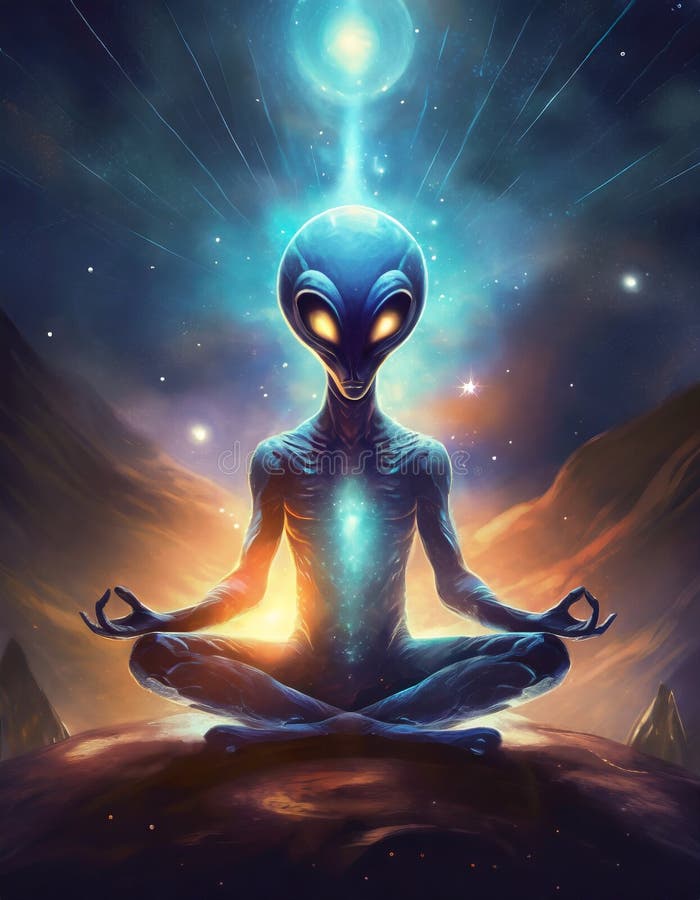 Alien Sitting in Lotus Pose Stock Illustration - Illustration of ...