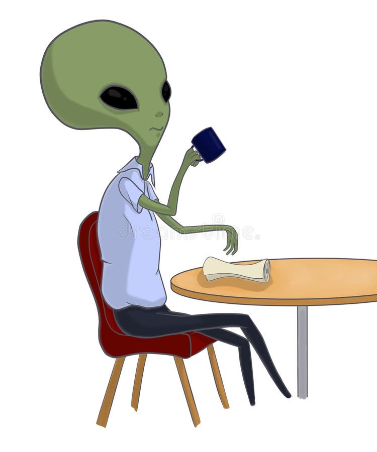 Alien morning stock illustration. Illustration of table - 264169288