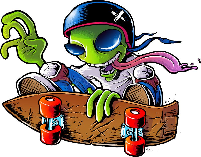 Alien Skater stock illustration. Illustration of grab - 28422762