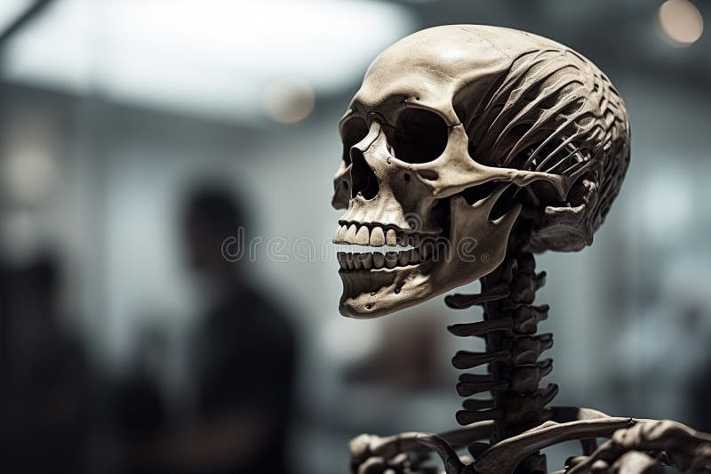 Alien Skeleton in a Museum stock illustration. Illustration of ...
