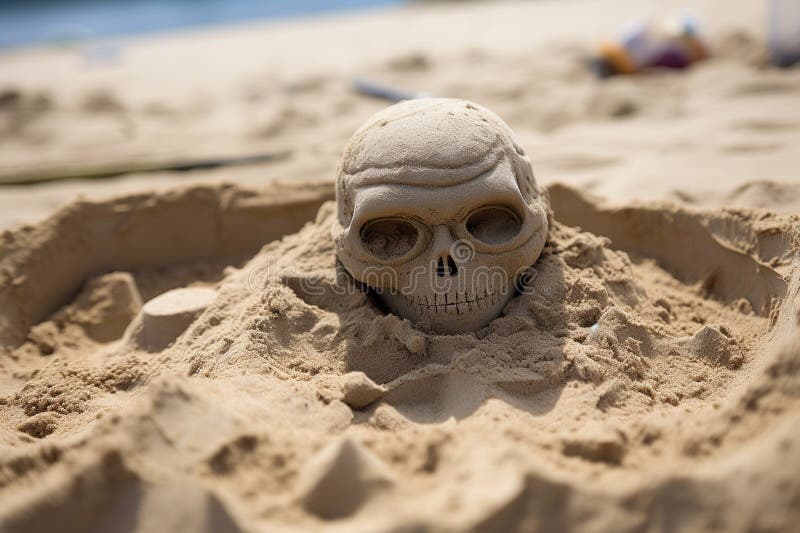 Alien Skeleton in Sand stock illustration. Illustration of stranded ...